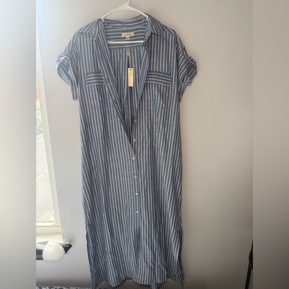 Max Studio | Dresses | Max Studio Blue And White Buttoned Midi Dress ...